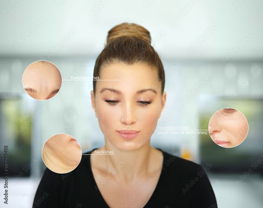 Effects of ageing,Frown/scowl lines ,Nasolabial folds,Neck ,Under eye ...