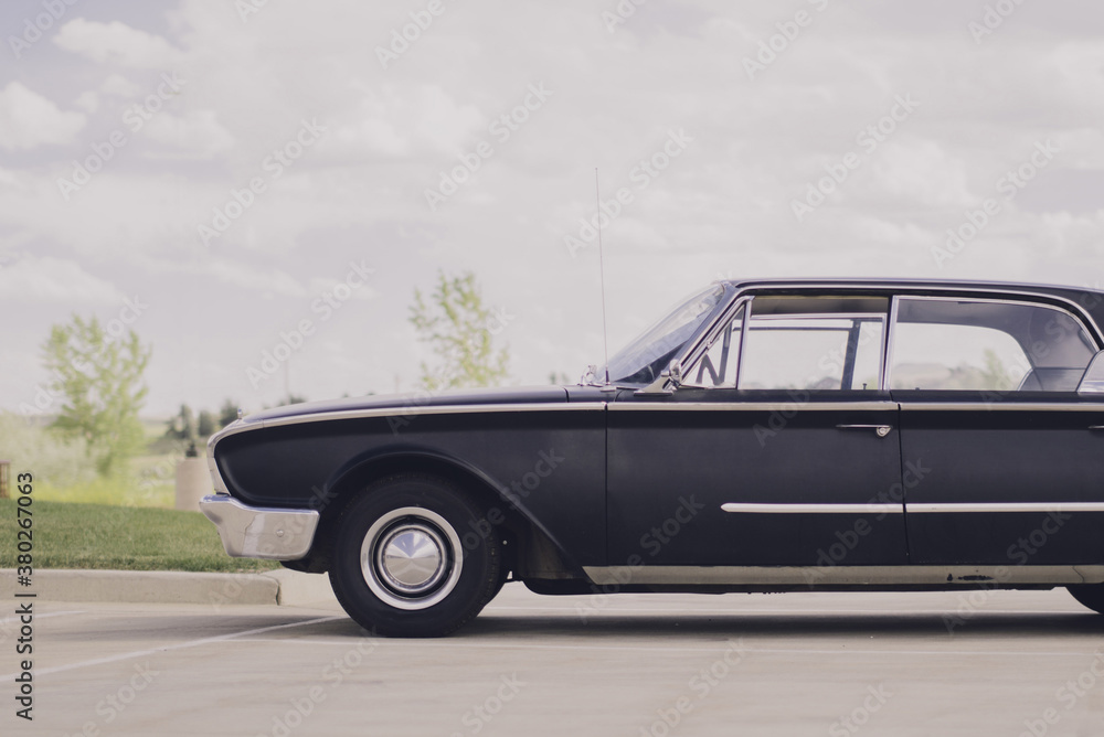 Beautiful black vintage car from the 60s Stock Photo | Adobe Stock