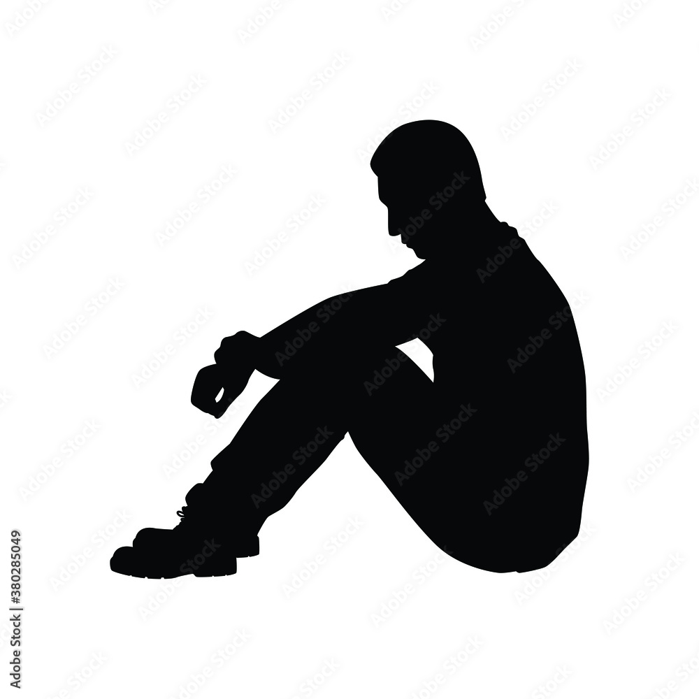 Sitting sad man silhouette vector Stock Vector | Adobe Stock Sitting sad man silhouette vector Stock Vector | Adobe Stock
