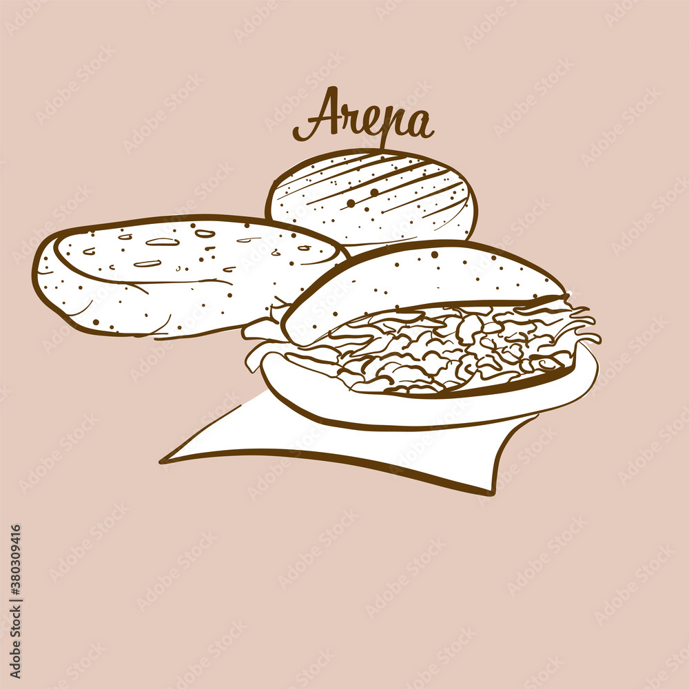 Hand-drawn Arepa bread illustration Stock Vector | Adobe Stock