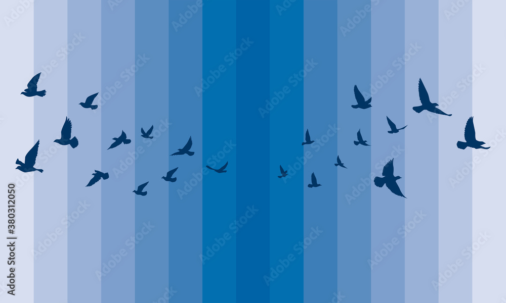 Flying birds silhouettes on isolated background. Vector illustration ...