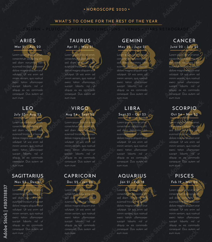 Astrology cards drawing horoscope symbols design. Yearly calendar and ...