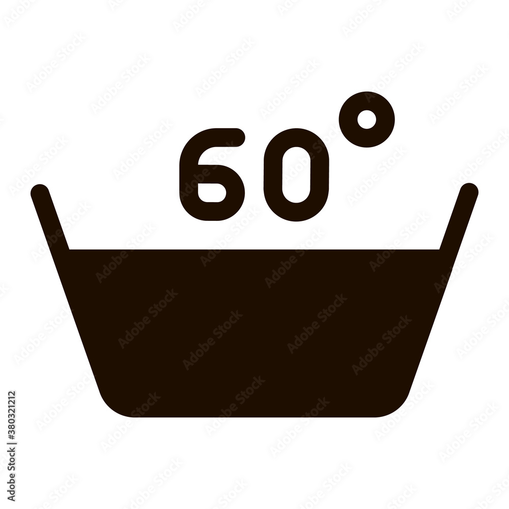 Laundry Sixty Degrees Celsius Vector Line Icon. Water Degrees ...
