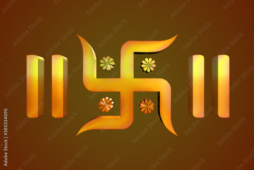 Swastik 3d orange background unique wallpaper with 3d Ganpati Ganesh ...