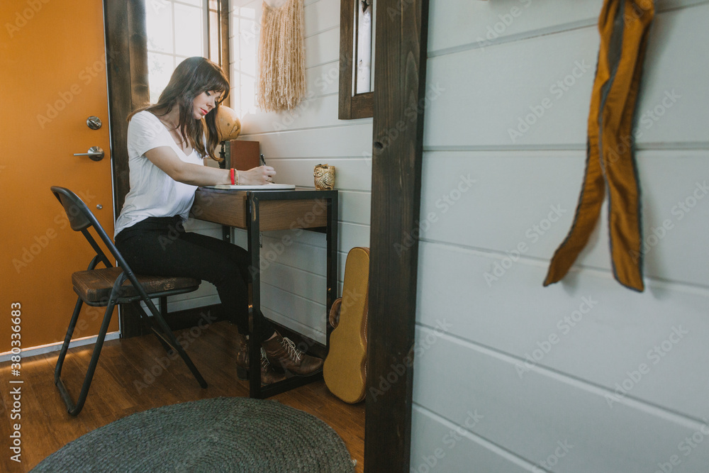 girl in corner desk Stock Photo | Adobe Stock