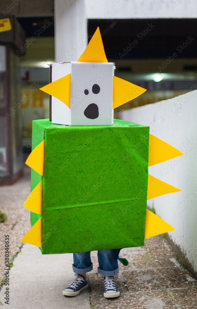 Boy in a handmade monster costume Stock Photo | Adobe Stock