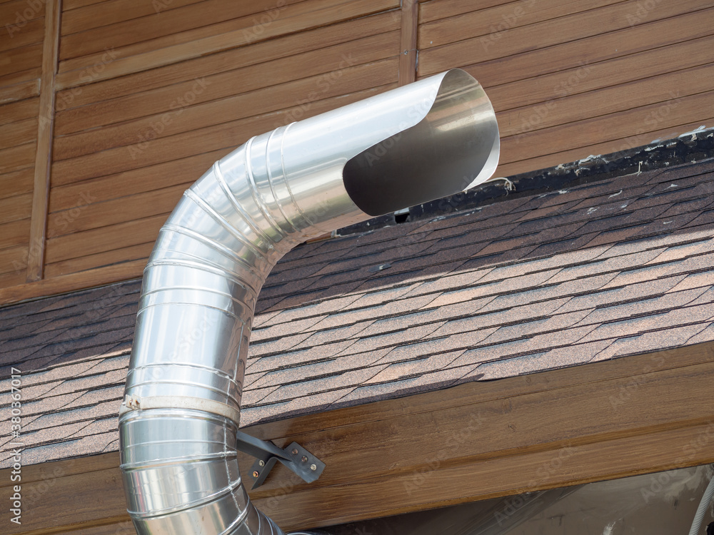 Ventilation and air conditioning pipe installed outside the building ...