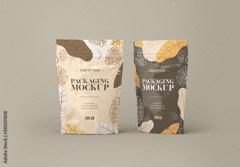 Stand Up Pouch Mockups Stock Template | Adobe Stock
