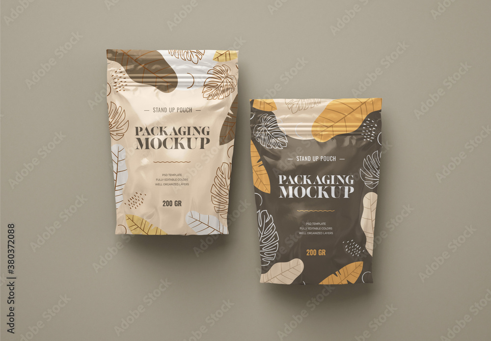 Stand Up Pouch Mockups Stock Template | Adobe Stock