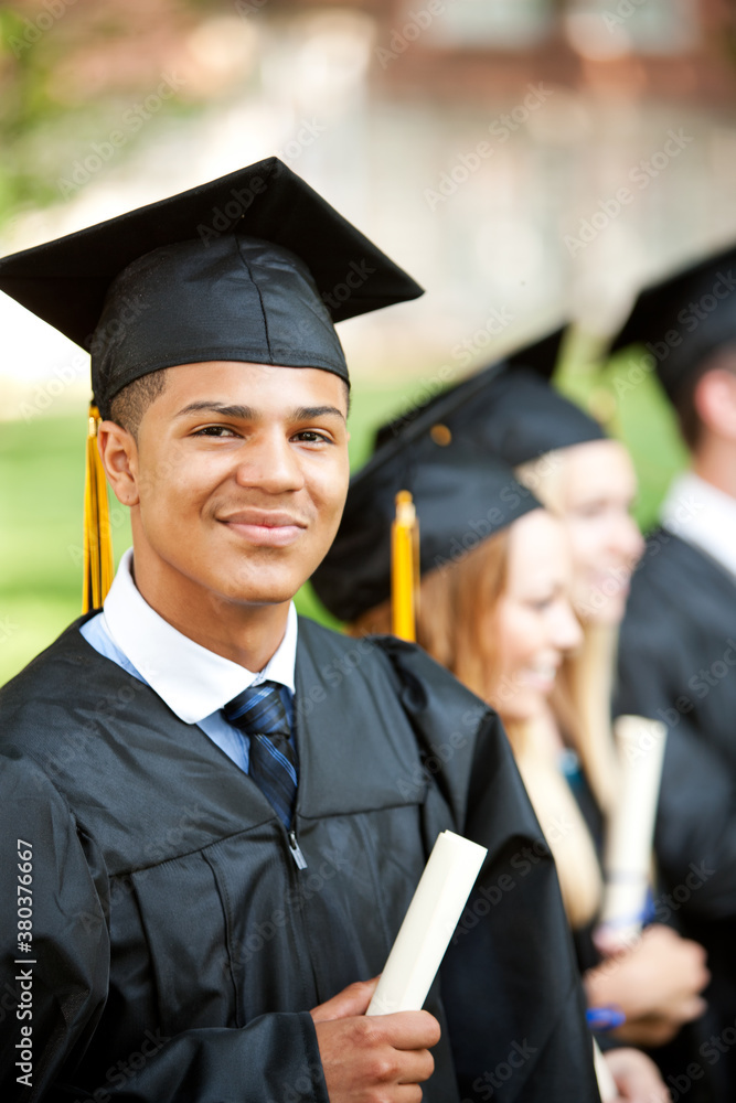 Graduation: African American Young Male Proud of Diploma Stock Photo ...