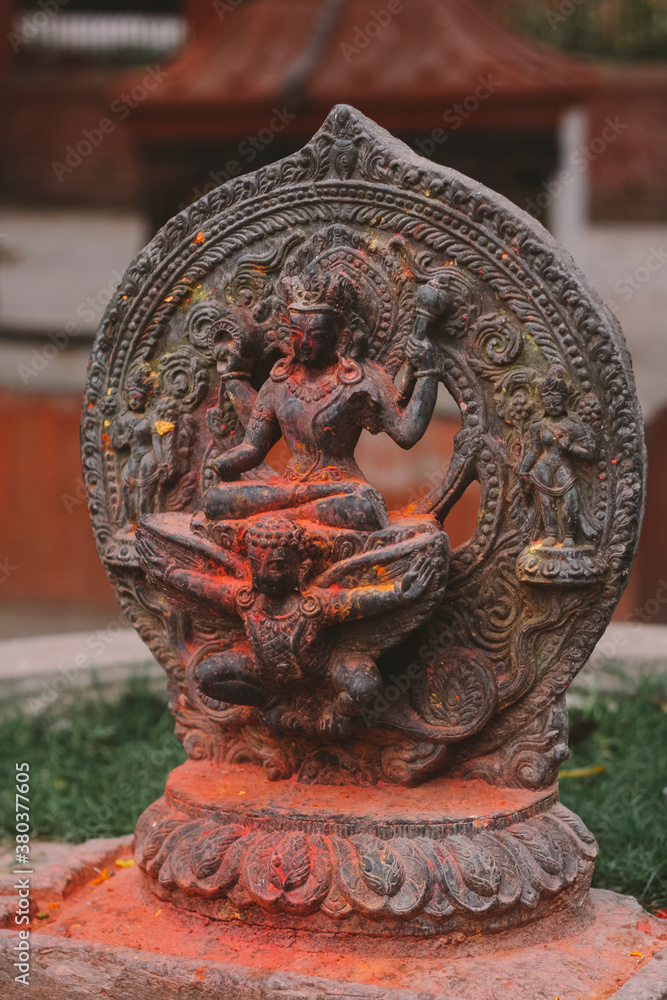 Details of ancient stone statues at various places in Kathmandu. 素材庫相片 ...