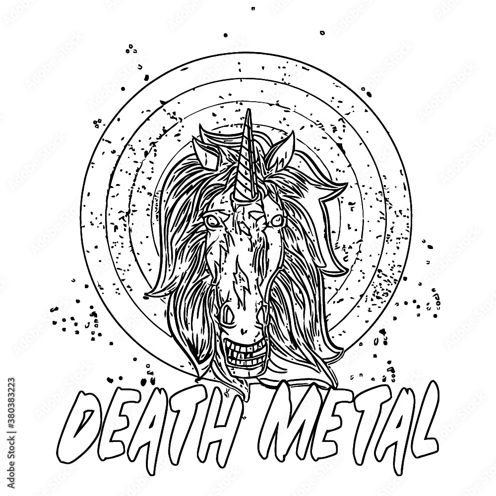 death metal unicorn rock concert mens premium Coloring book animals ...