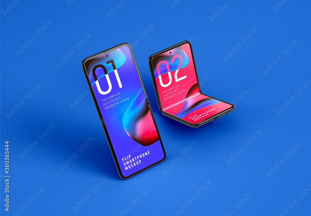 Folding Smartphone Mockup Stock Template | Adobe Stock