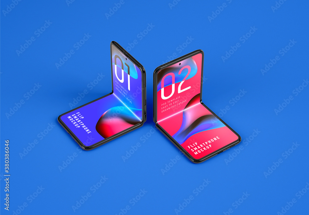Folding Smartphone Mockup Stock Template | Adobe Stock