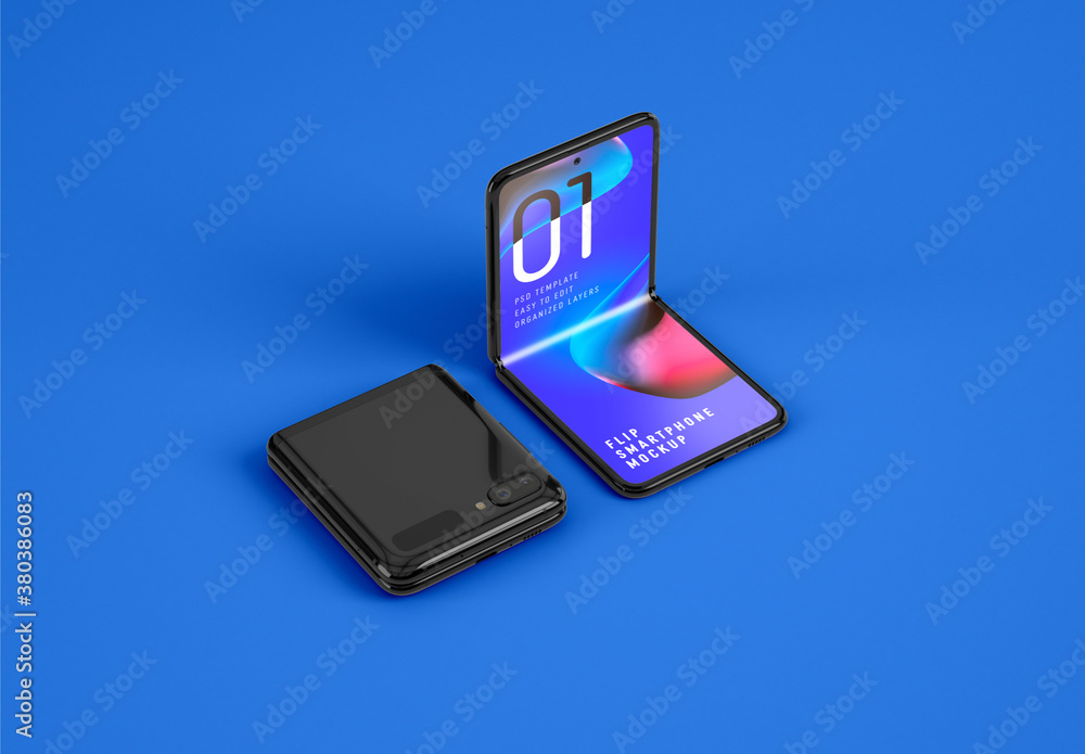 Folding Smartphone Mockup Stock Template | Adobe Stock