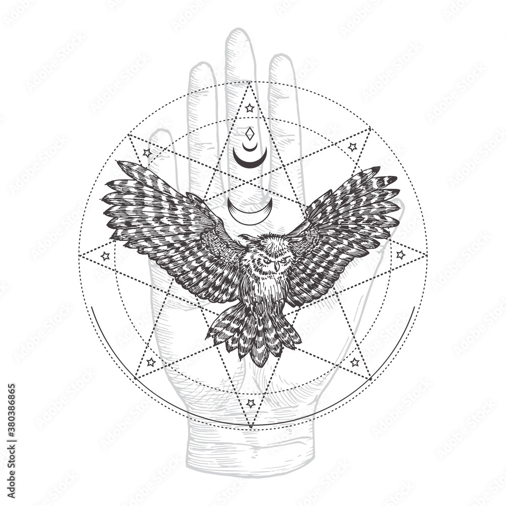 Abstract Occult Symbol, Vintage Style Logo or Tattoo Template. Hand ...