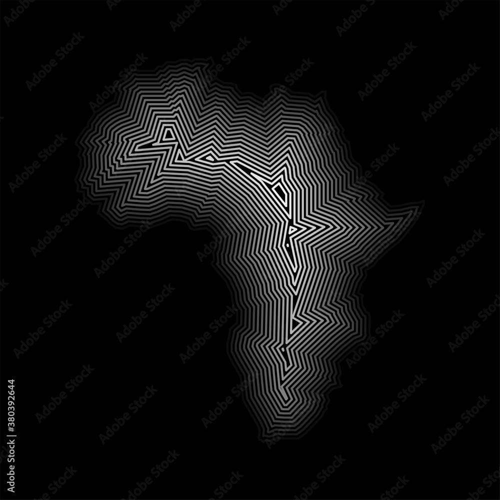 Sketch linear african continent map banner. Line africa style poster ...