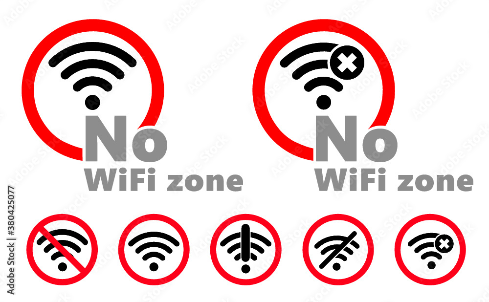 Stop, no wifi sign symbol. No signal or wireless area. Forbidden, WiFi ...