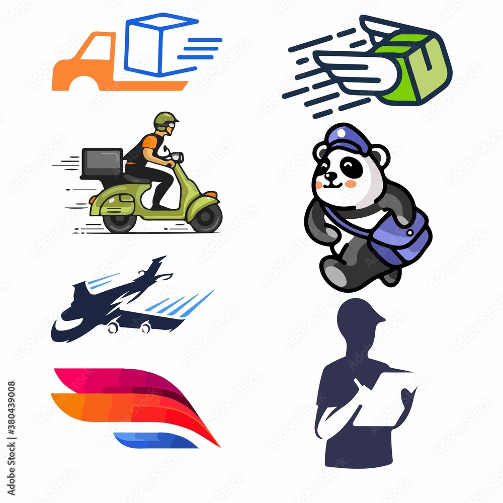 Transport icon packs with many modern design colors are suitable for ...