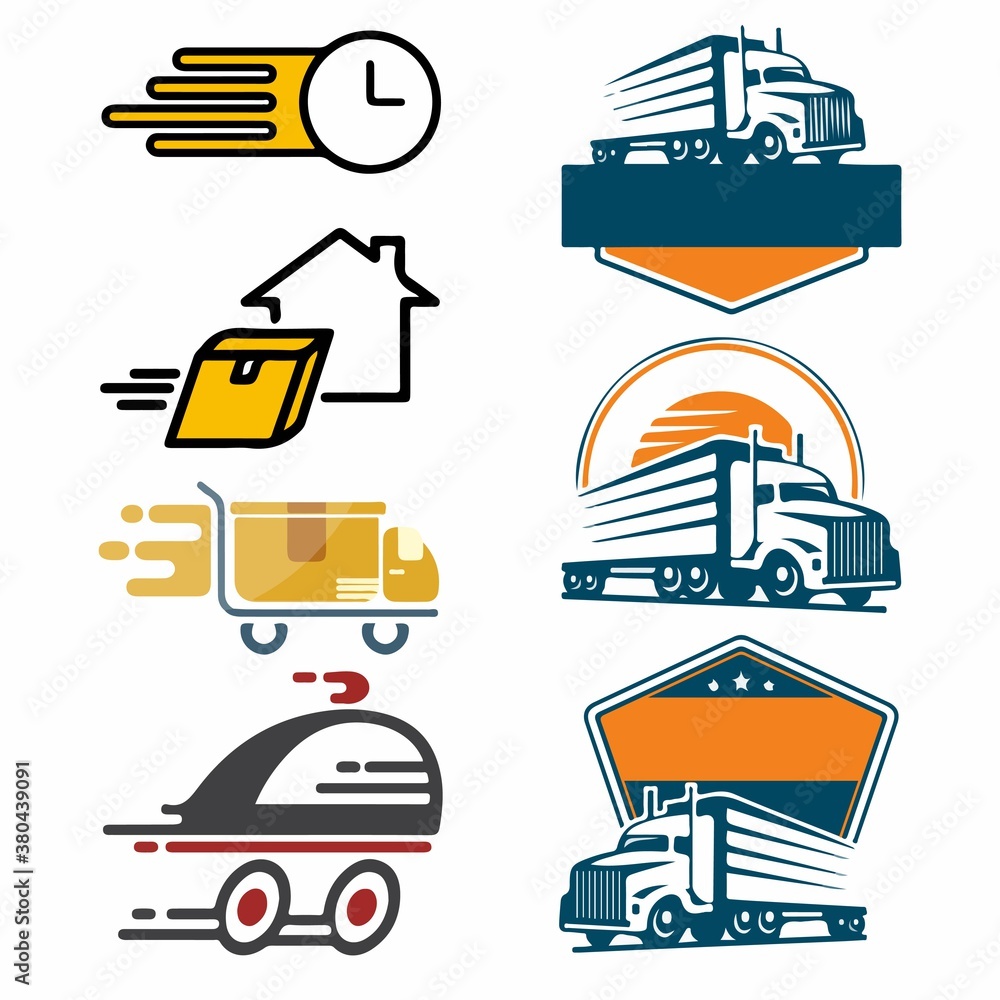 Transport icon packs with many modern design colors are suitable for ...