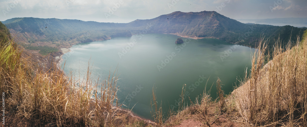 Panoramic Photo of Lake in Crater of Taal Volcano in Taal Lake in the ...