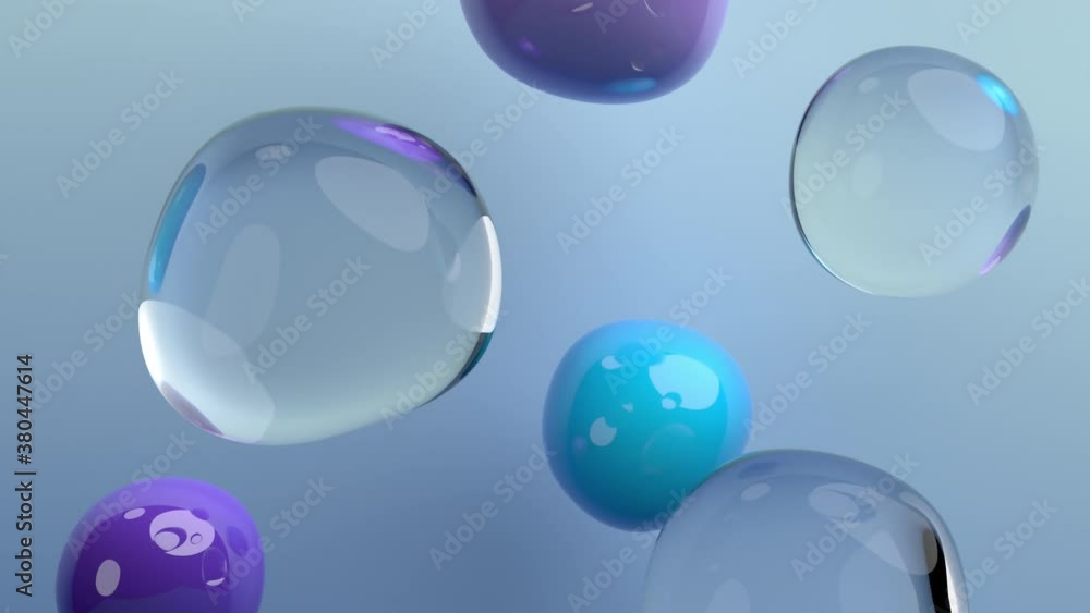 Abstract 3d render, animation of bubbles, motion background design, 4k ...