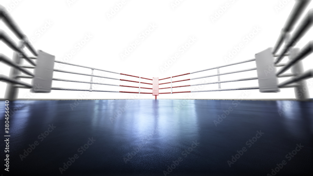 3D boxer arena. Isolated empty boxing ring. Full tribune. 3D rendering ...