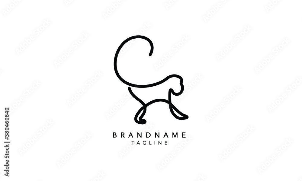 Vetor de A minimal line art logo of Monkey, Abstract Monkey vector do ...