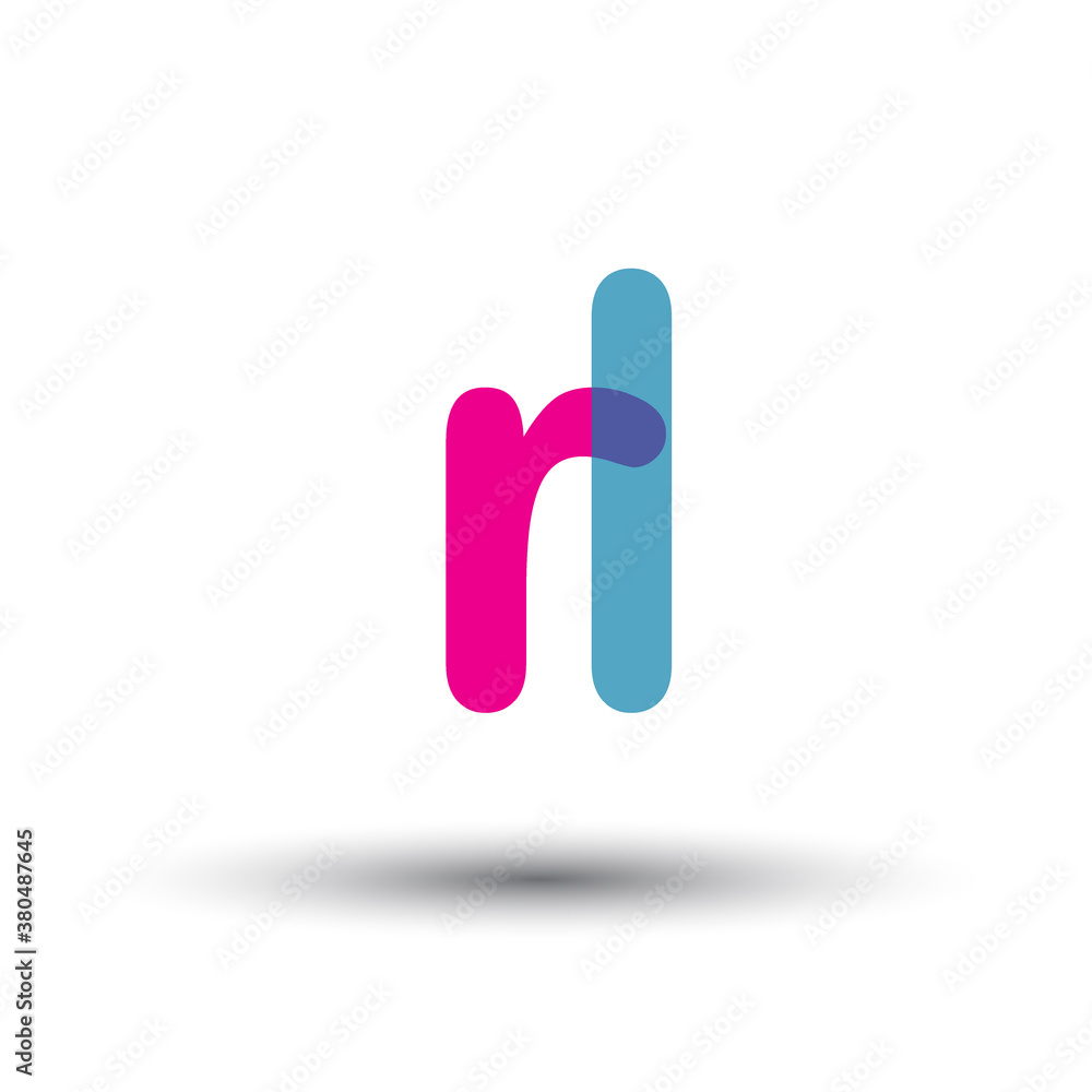 initial logo RL lowercase letter, blue and pink overlap transparent ...