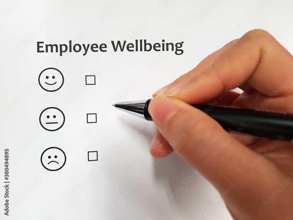 Employee Wellbeing indicator using emoticon Stock Photo | Adobe Stock