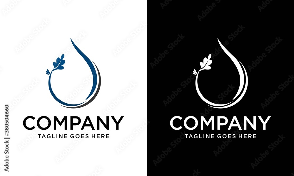 Water Drop Oak Logo Design, Ecology Logo Design. Green Oak isolated on ...