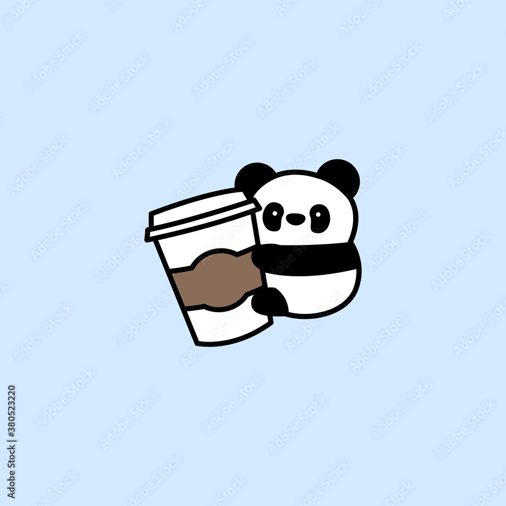 Cute panda loves coffee cartoon, vector illustration Stock Vector ...