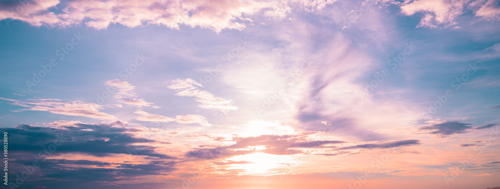 Sunset sky with clouds background,Nature concept banner cover design ...
