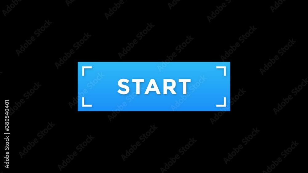Blue Start Button Animation on Black Background. Animation blue start ...