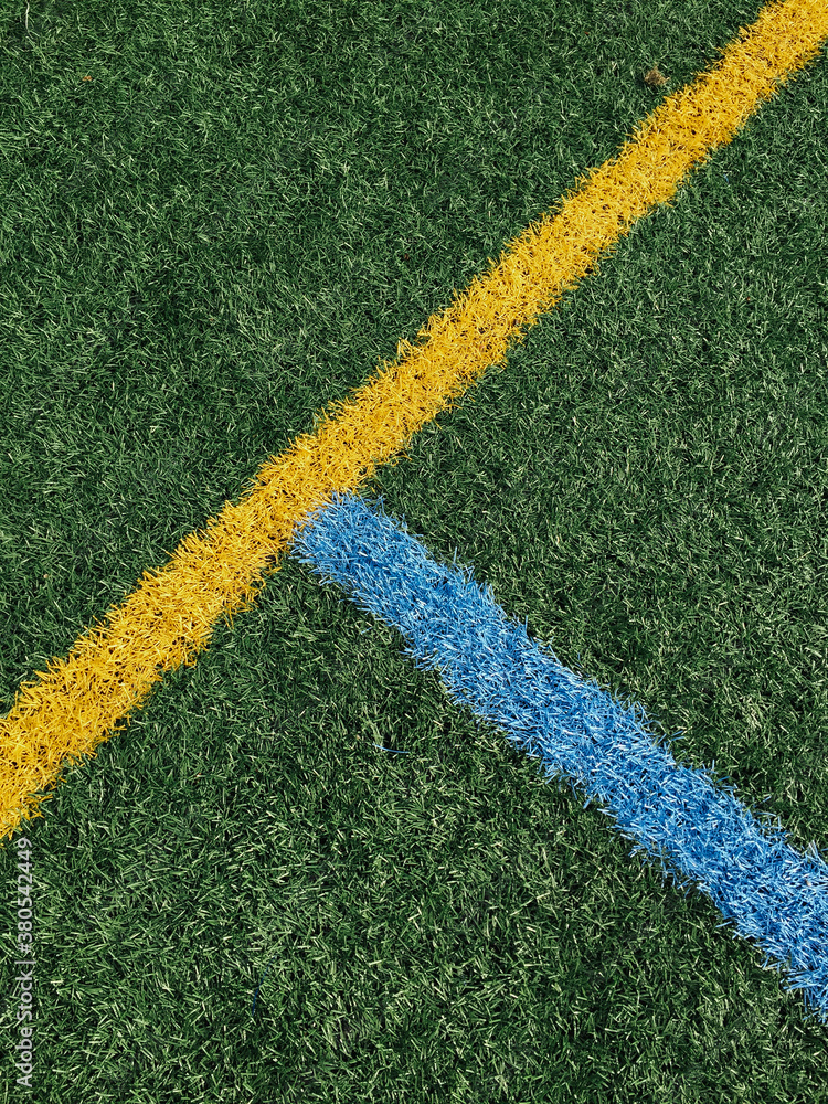 Colorful boundary lines on artificial turf sports field Stock Photo ...