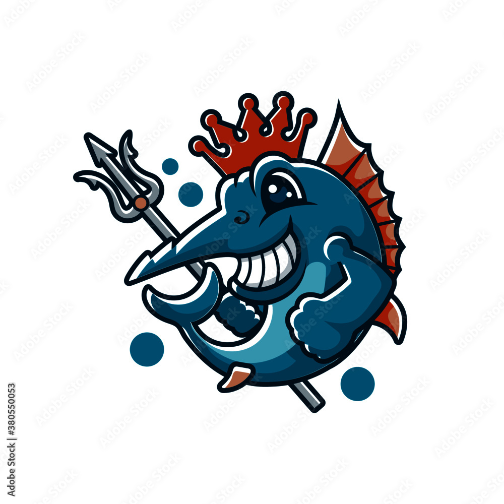 Illustration of king fish at water kingdom.This cartoon mascot style ...