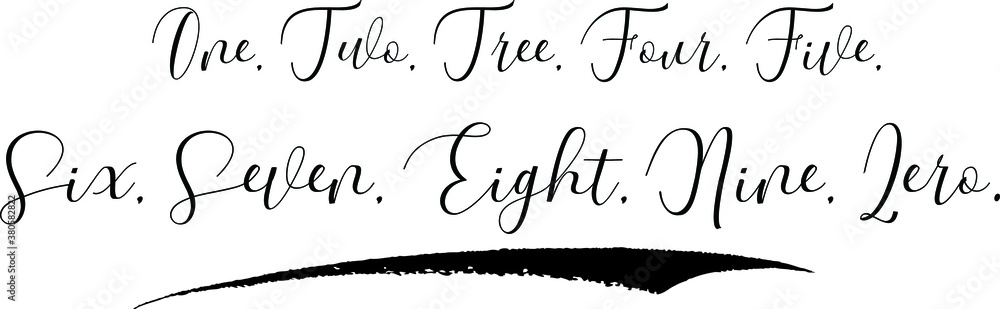 One, Two, Tree, Four, Five, Six, Seven, Eight, Nine, Zero, Cursive ...