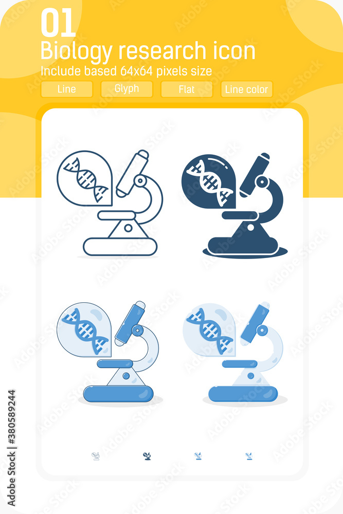 Biology research premium icon with multiple style isolated on white ...