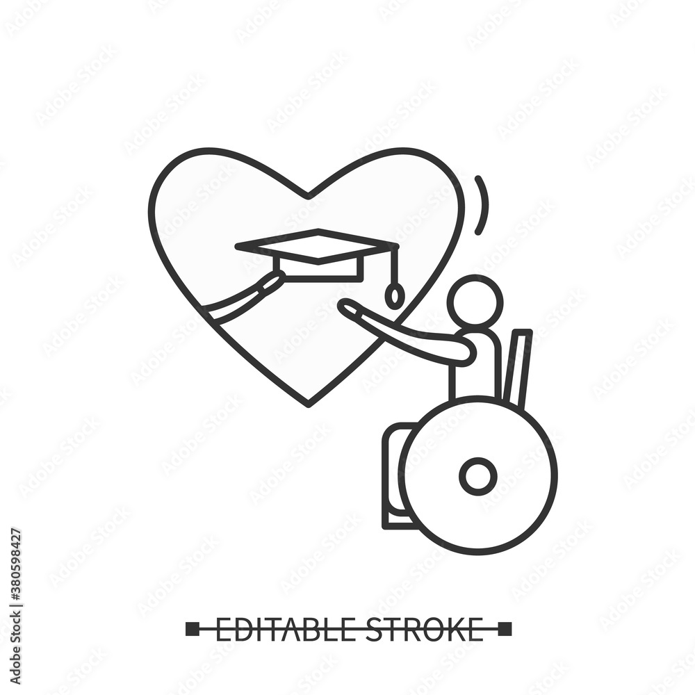 Inclusive education line icon. People with special needs education ...