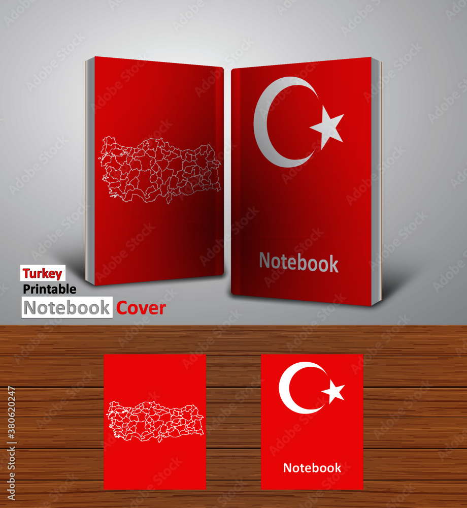 Turkey Notebook Design Mockup - 3D Book Template - National Country Map ...