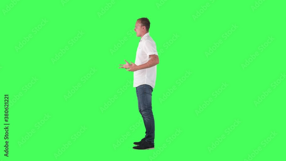 Side view of angry aggressive business man yelling and arguing. Full ...