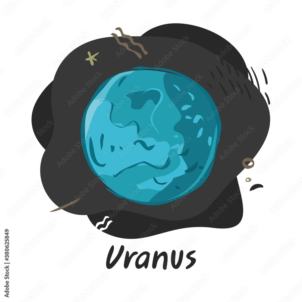Planet Uranus sketch-style drawing against space background isolated on ...