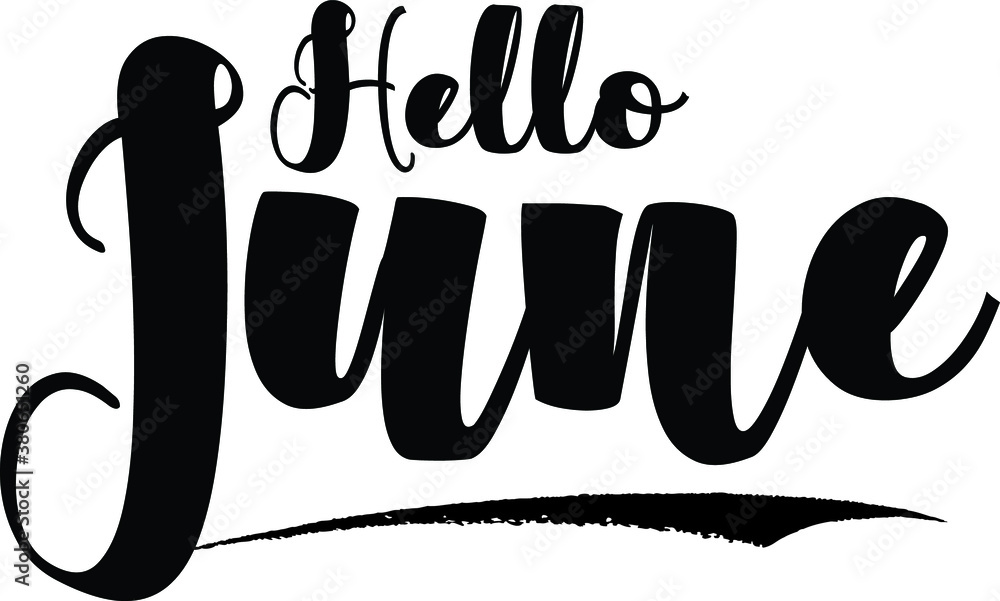 Hello June Bold Calligraphy Black Color Text On White Background Stock ...