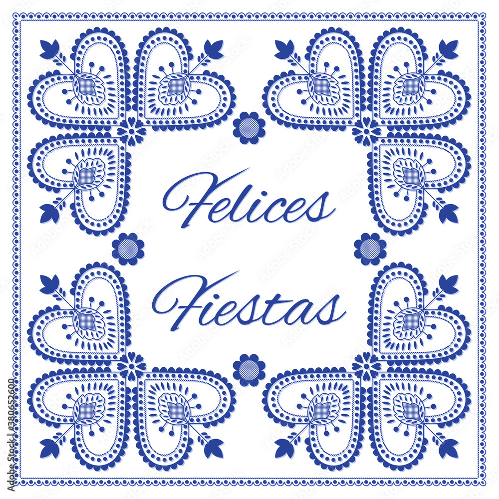 Nordic folk art season card vector template. Felices Fiestas – Happy ...