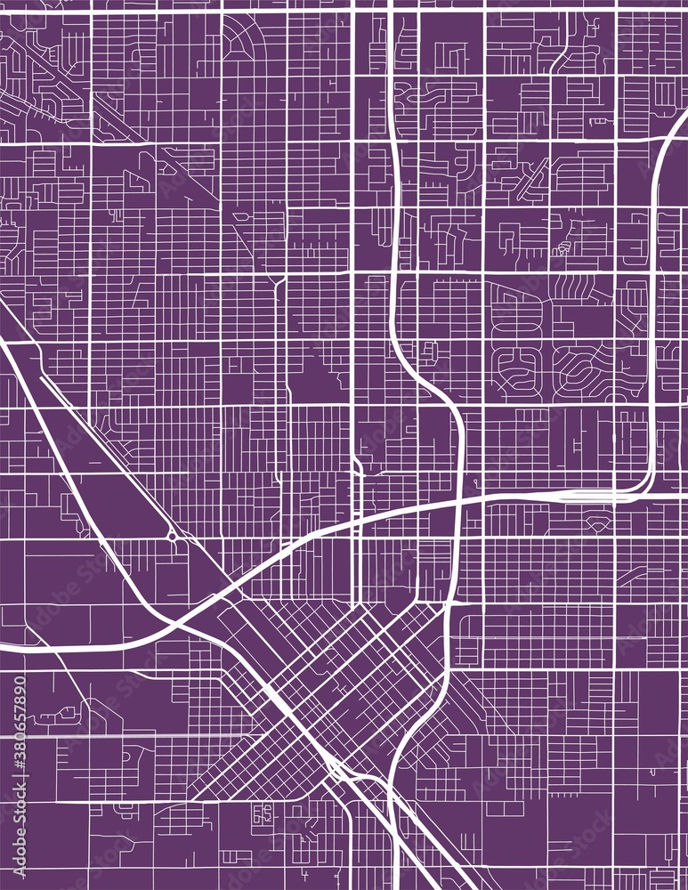 Detailed map of Fresno city, linear print map. Cityscape panorama ...