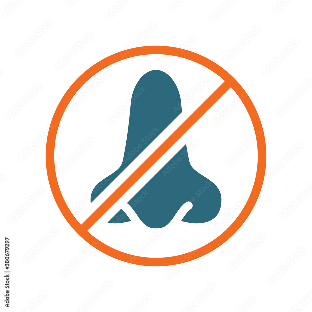 Nose with prohibition sign colored icon. Transplantation, amputation ...