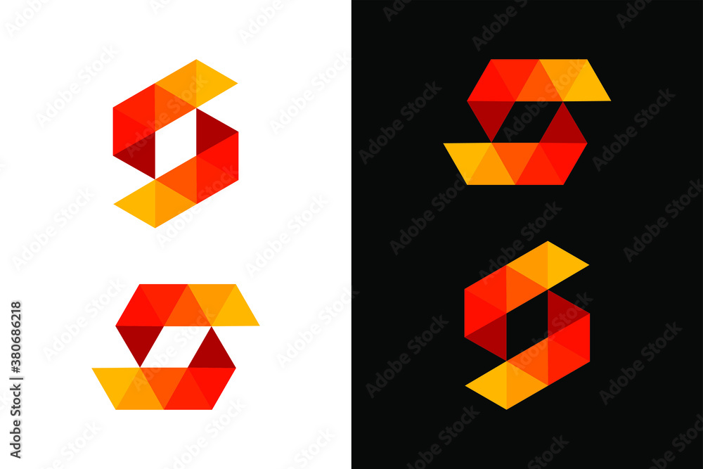 Letter S flat orange color design concept. Very suitable in various ...