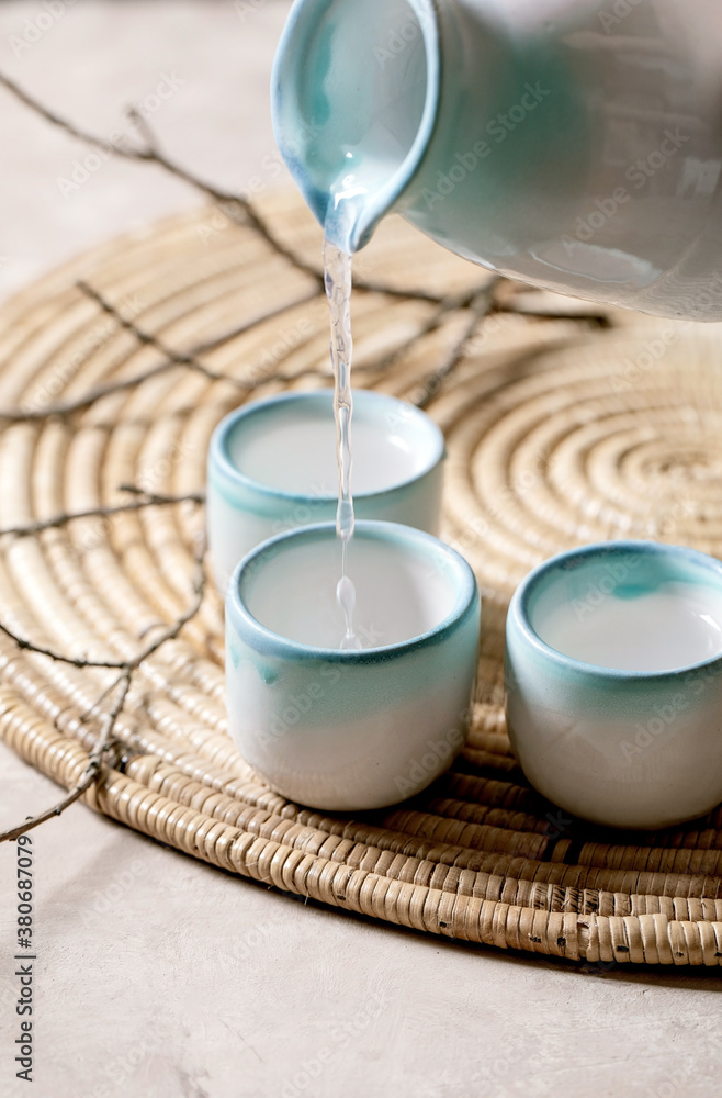 Sake ceramic set for traditional japanese alcohol drink rice wine sake ...