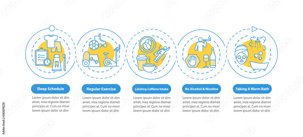 Sleep schedule vector infographic template. Nighttime routine ...