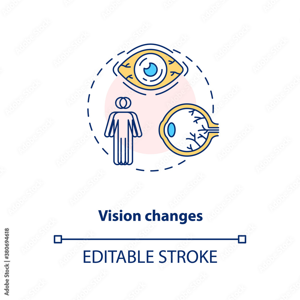 Vision changes concept icon. Vitamin shortages symptom idea thin line ...